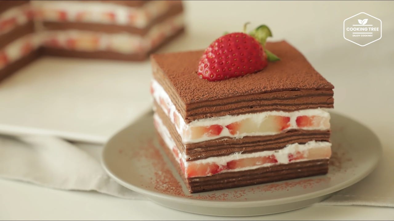 Strawberry Chocolate Crepe Cake Recipe - Cooking Tree