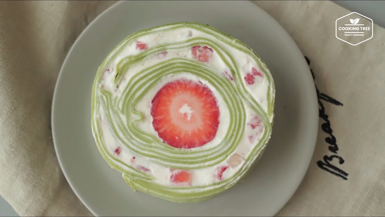Strawberry Green tea Crepe Cake Recipe - Cooking Tree