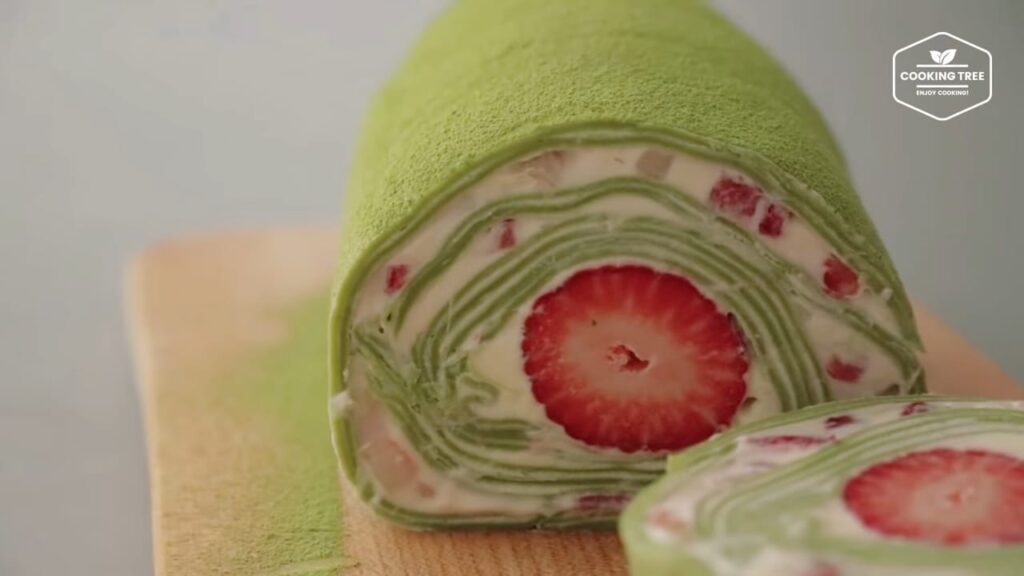 Strawberry Green tea Crepe Cake Recipe - Cooking Tree
