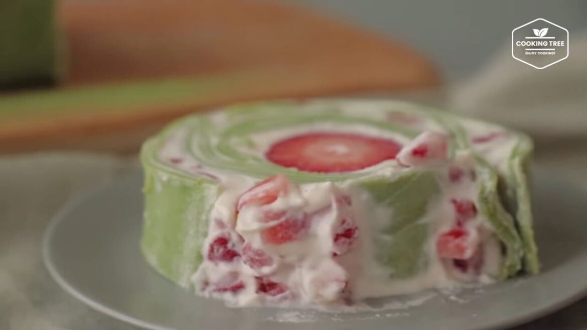 Strawberry Green tea Crepe Cake Recipe - Cooking Tree