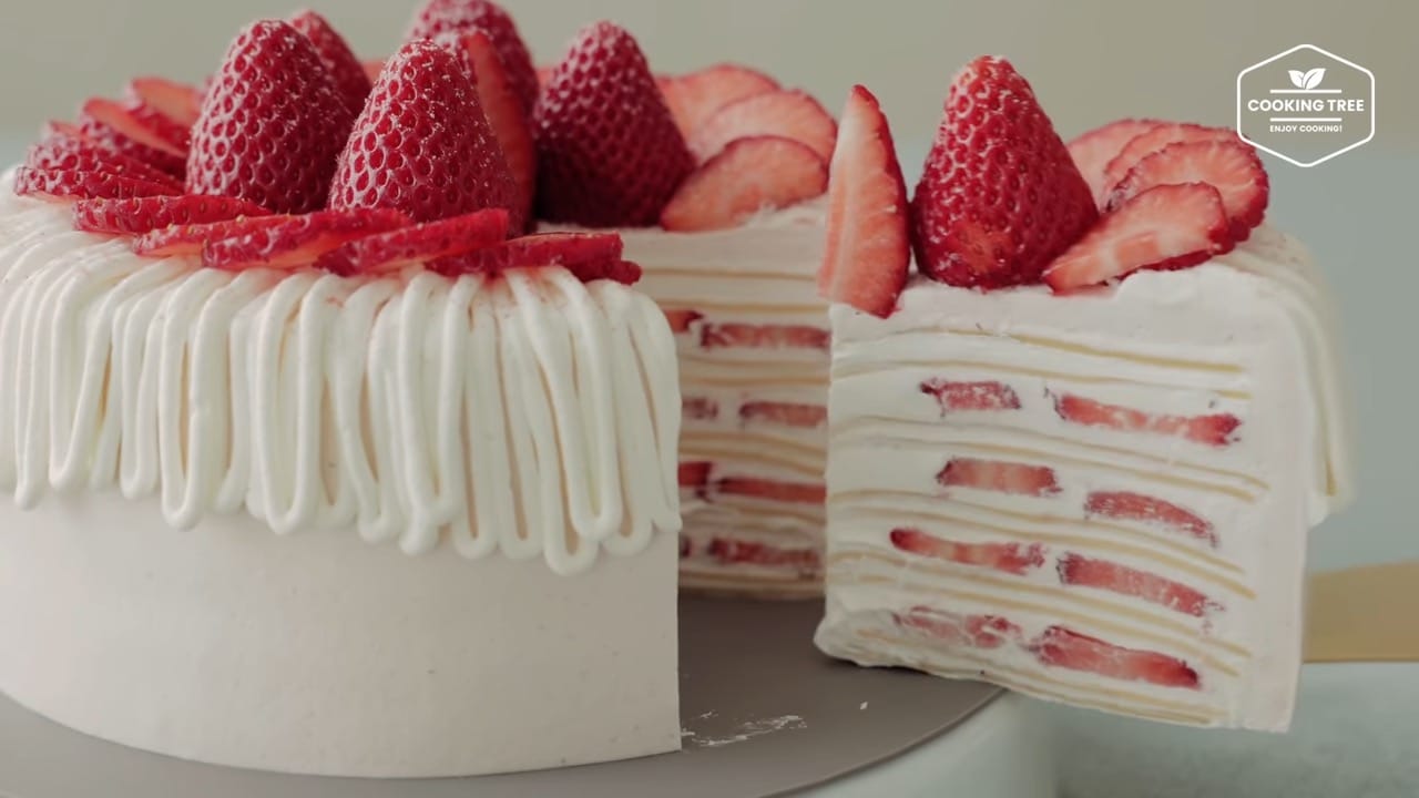 Strawberry Crepe Cake Recipe | Cooking Tree
