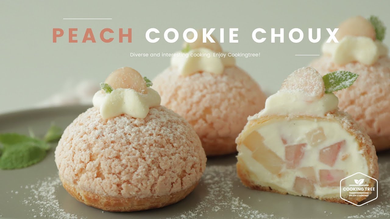 Peach Cookie Choux (Cream puff) Recipe