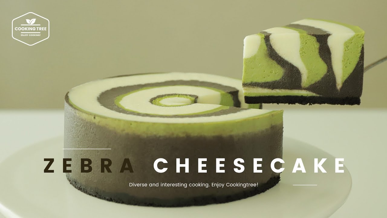 Matcha Chocolate Vanilla Zebra Cheesecake
