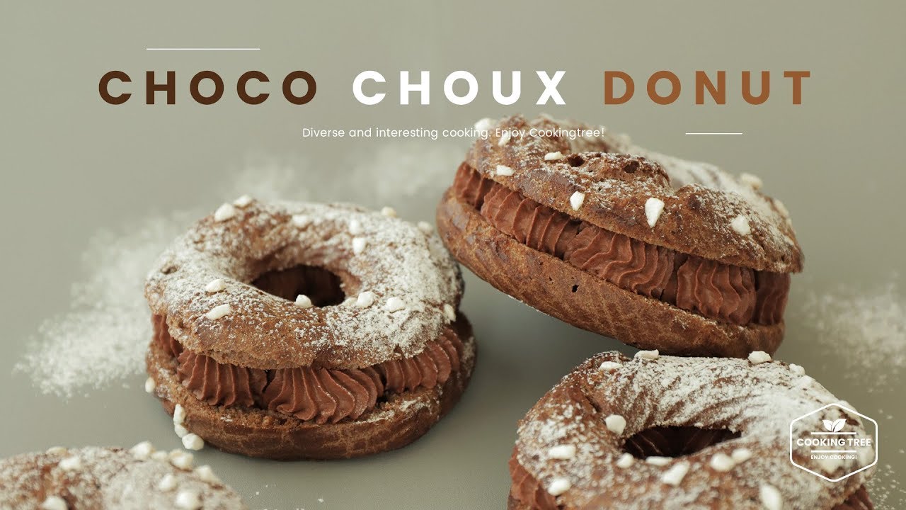 Chocolate choux donut Recipe (Choco cream puff)