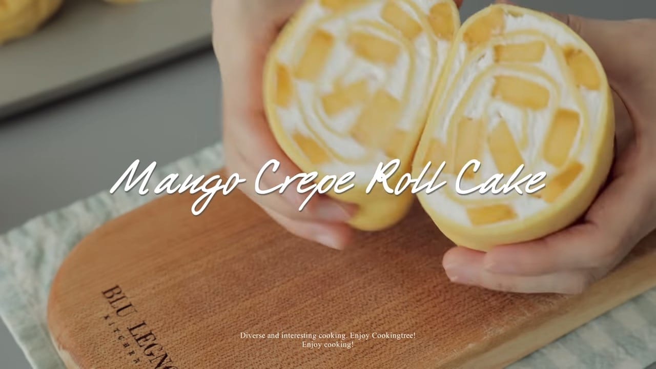 Mango Crepe Roll Cake Recipe - Cooking Tree