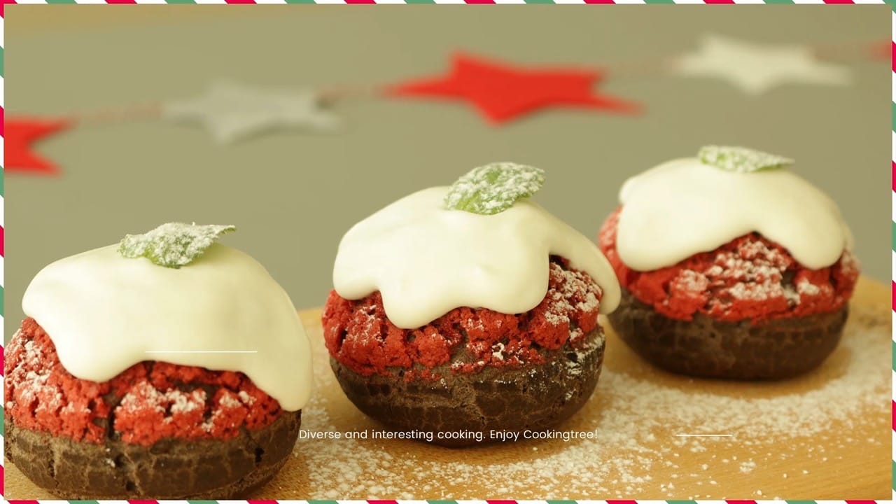 How to make Christmas Chocolate Cookie Choux Cream Puffs
