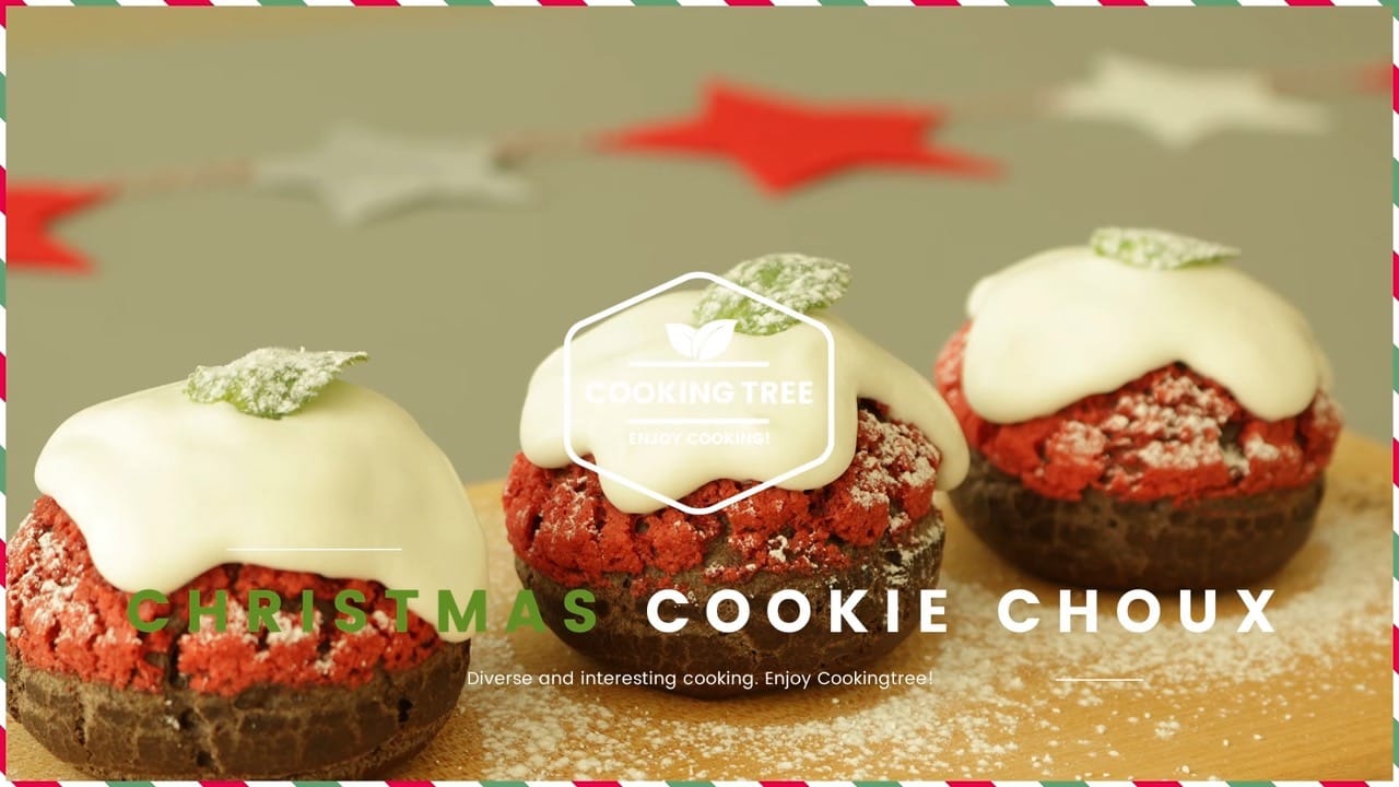 How to make Christmas Chocolate Cookie Choux Cream Puffs