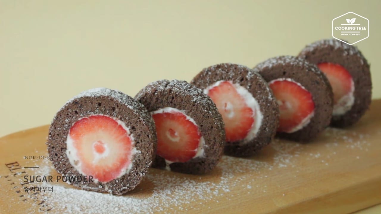 How to make Strawberry chocolate mini roll cake