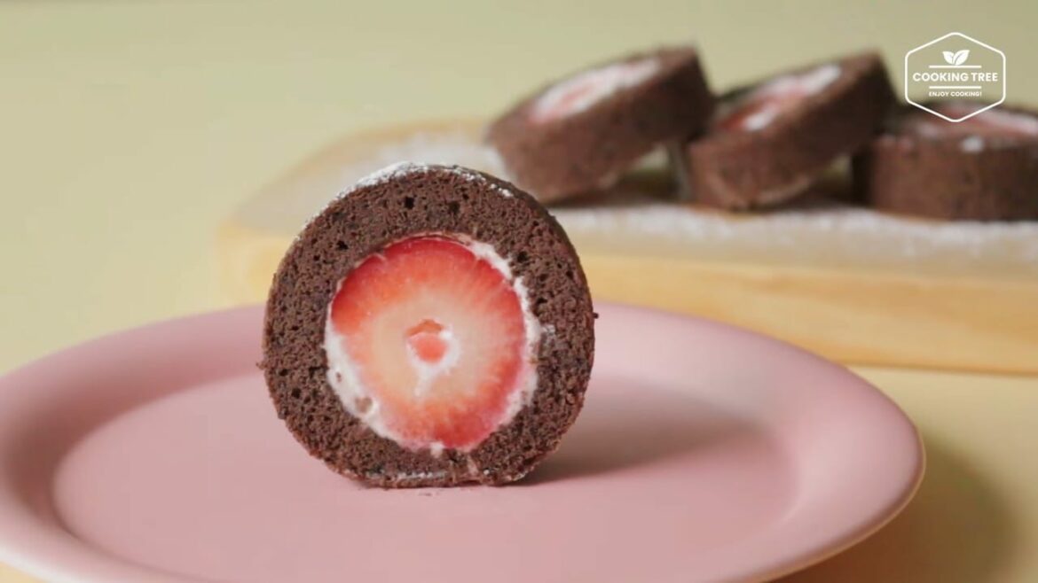 How to make Strawberry chocolate mini roll cake