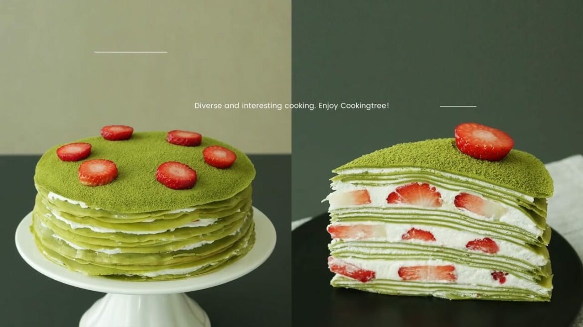 Strawberry green tea (Matcha) crepe cake Recipe