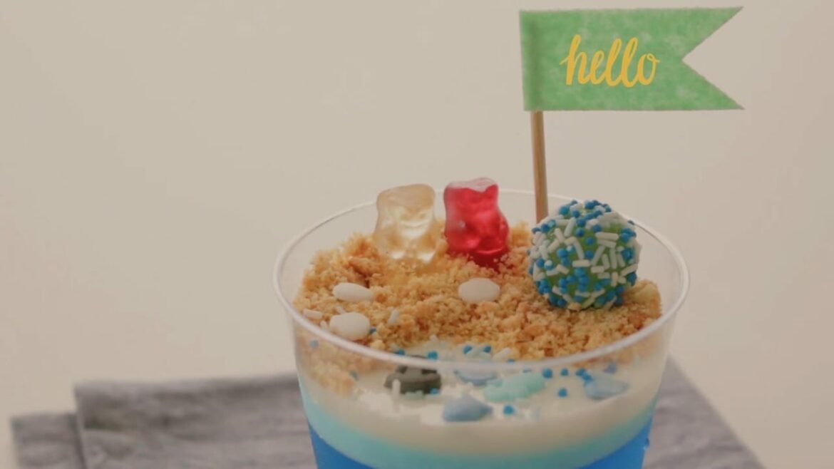 How to make Summer Beach Jelly Cup (Haribo jelly bears)