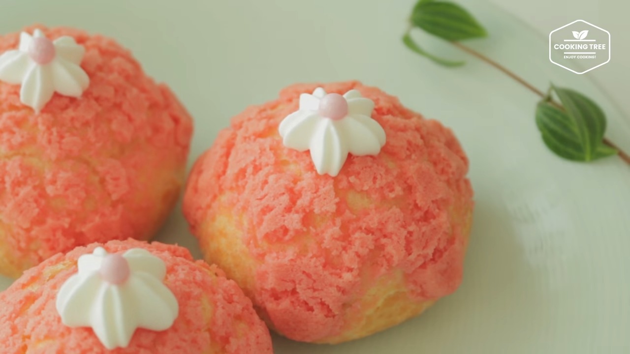 Cherry Blossom Cookie Choux (Cream puff) Recipe
