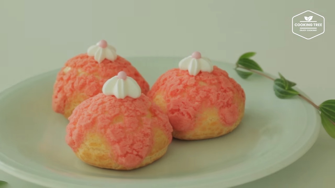 Cherry Blossom Cookie Choux (Cream puff) Recipe