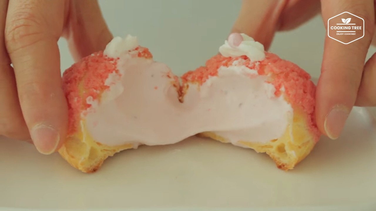 Cherry Blossom Cookie Choux (Cream puff) Recipe