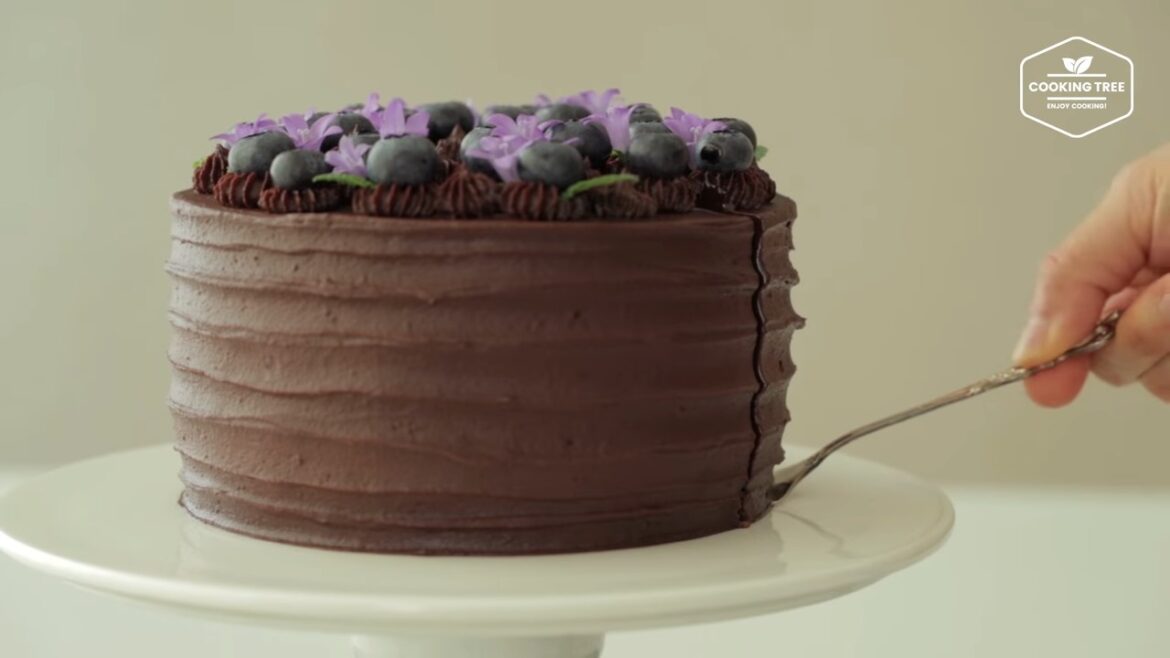 Blueberry Ganache Cake Recipe (Chocolate cake)
