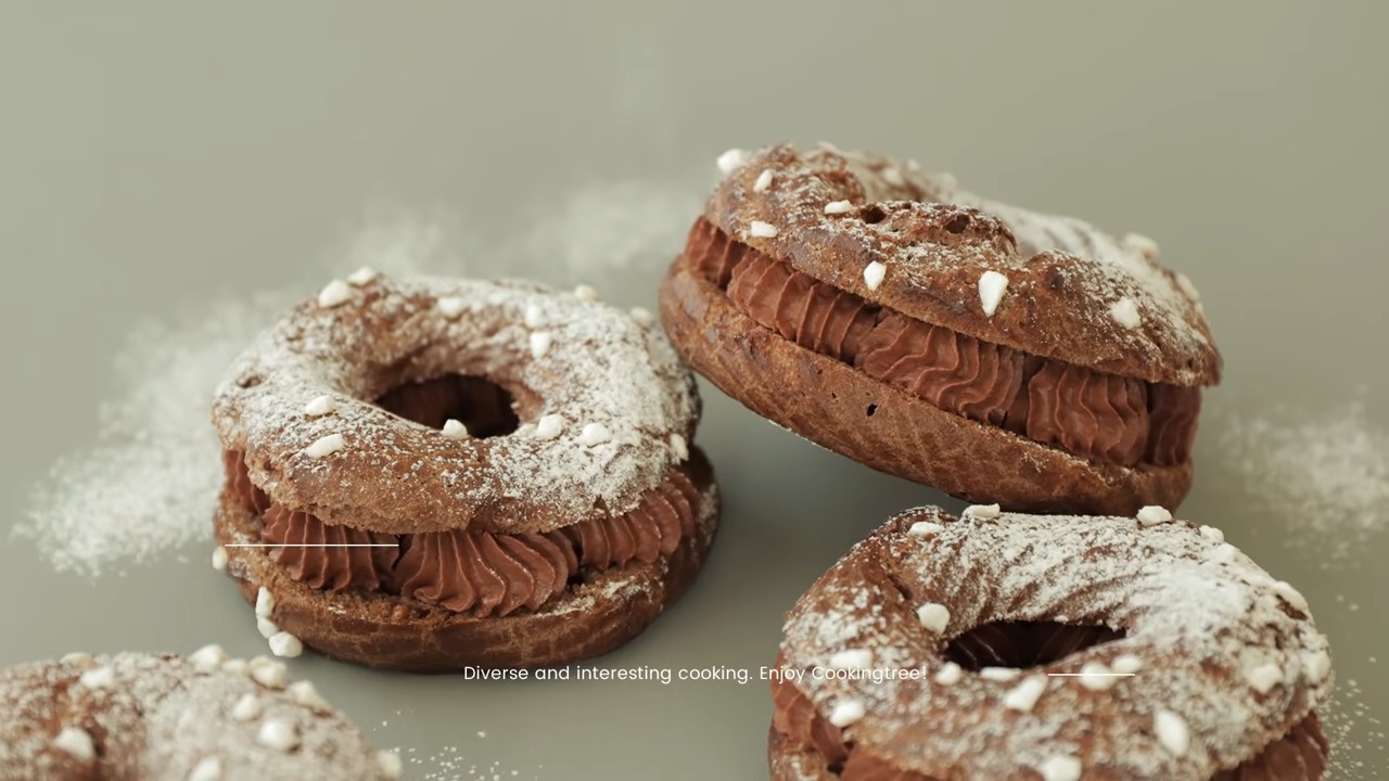 Chocolate choux donut Recipe (Choco cream puff)