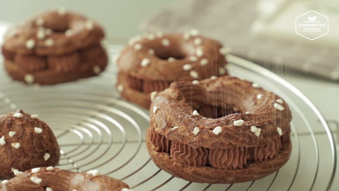 Chocolate choux donut Recipe (Choco cream puff)