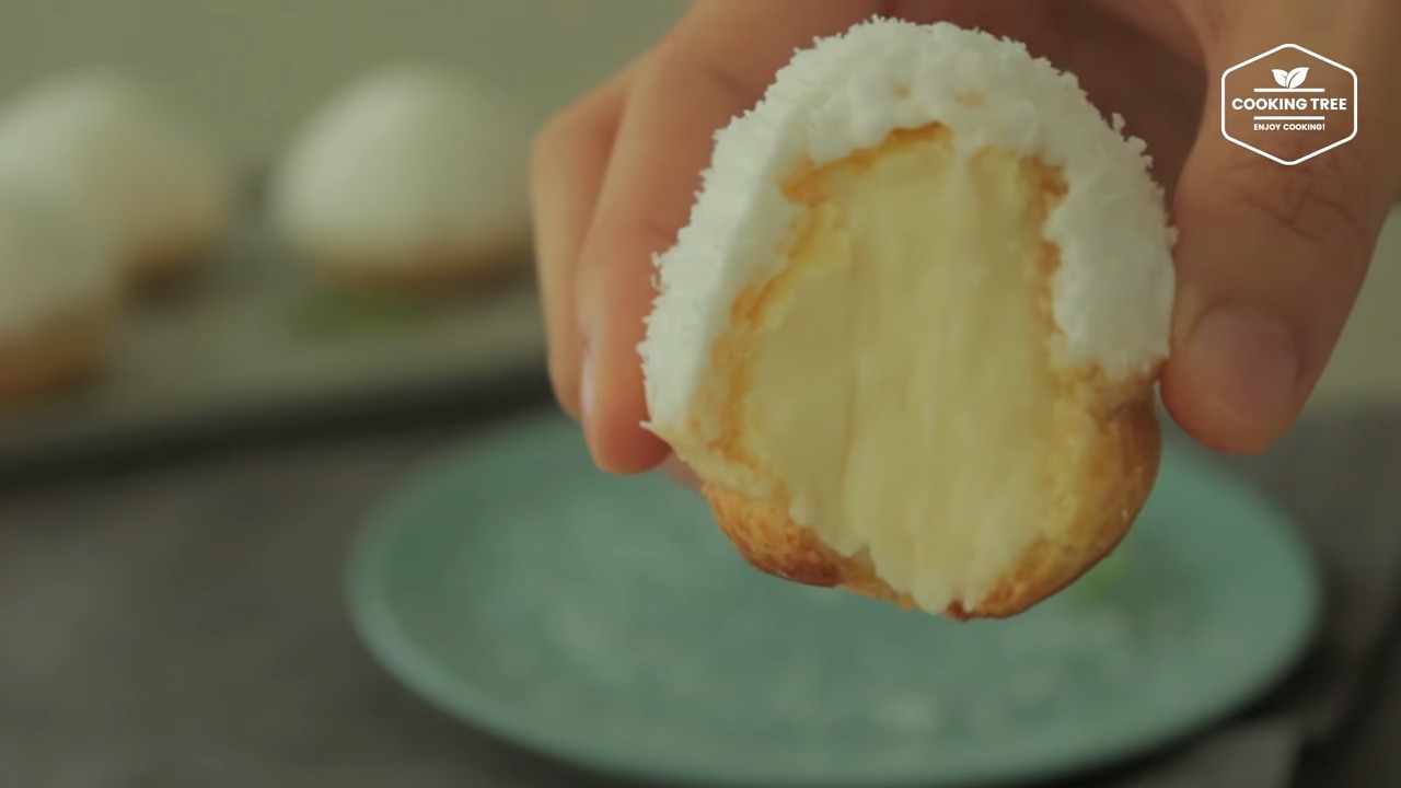 Coconut Cookie Choux (Cream puff) Recipe
