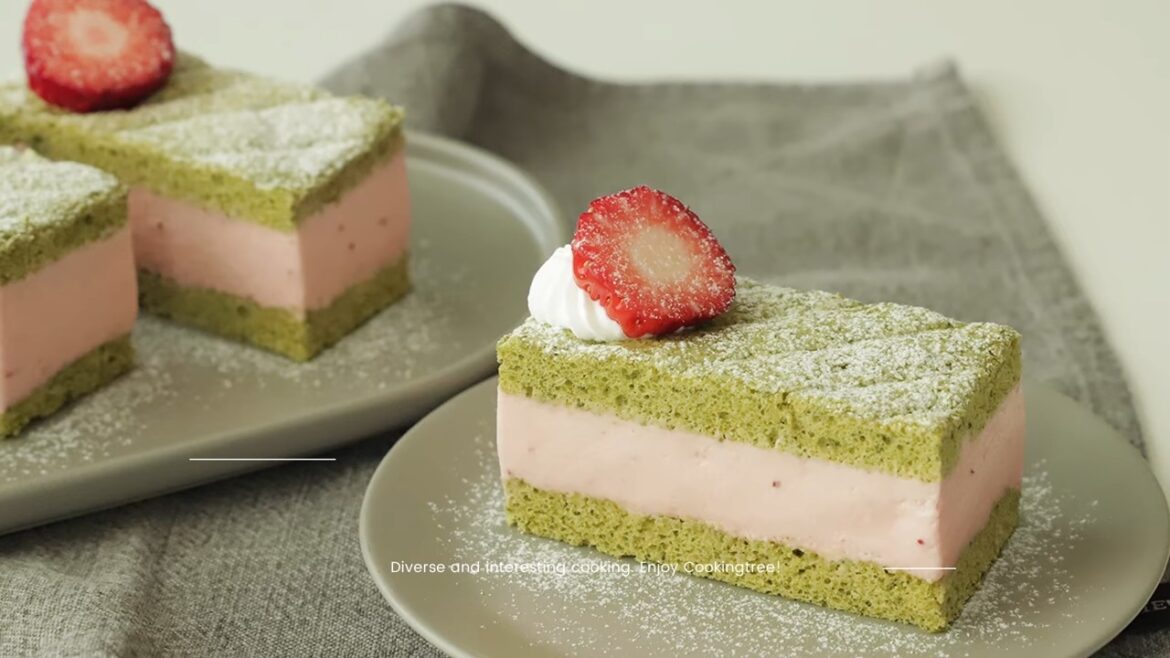 Green tea strawberry mousse cake Recipe