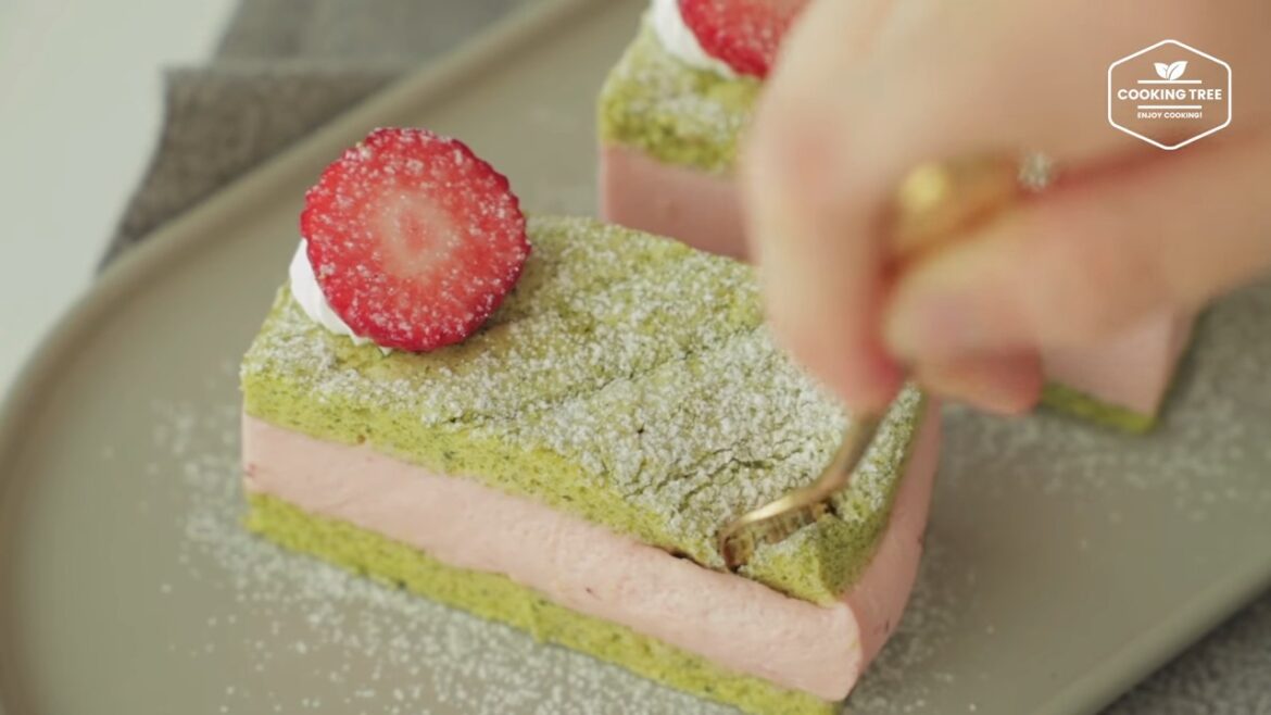 Green tea strawberry mousse cake Recipe
