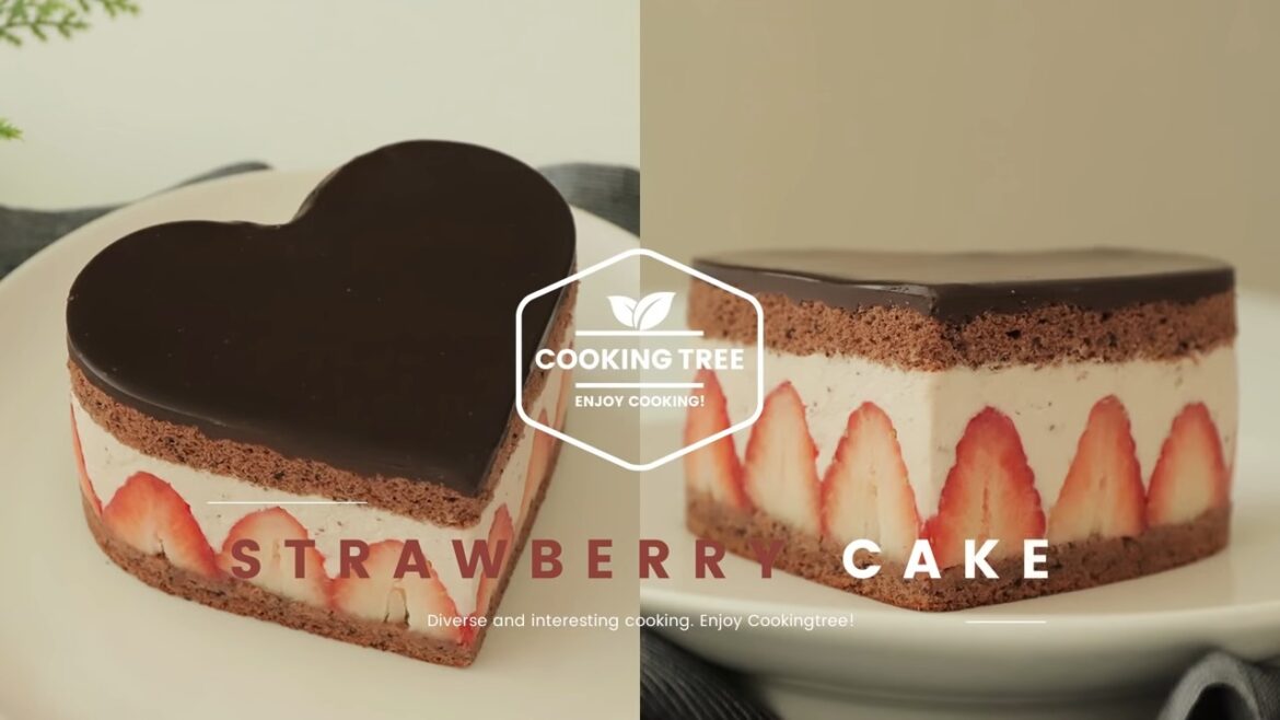 Heart strawberry chocolate cake Recipe