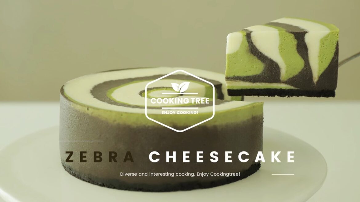 Matcha Chocolate Vanilla Zebra Cheesecake