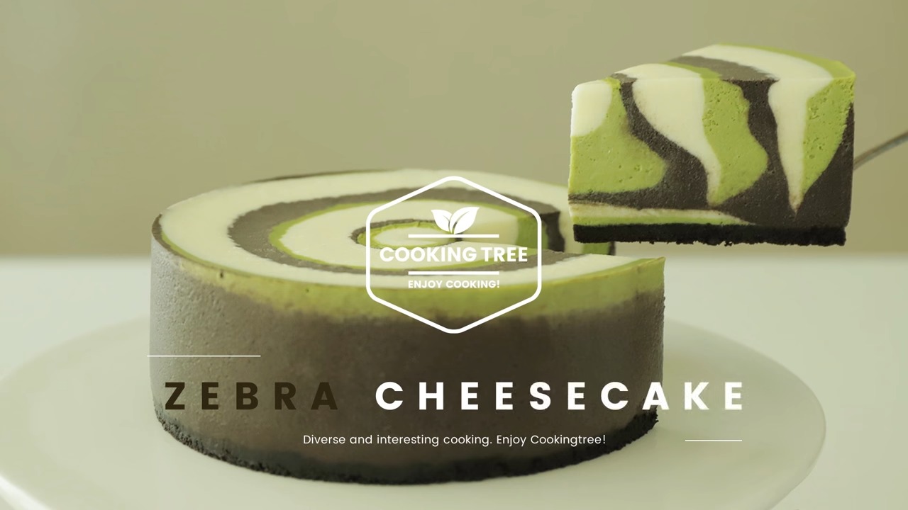 Matcha Chocolate Vanilla Zebra Cheesecake