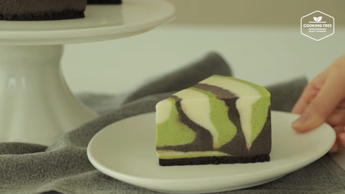 Matcha Chocolate Vanilla Zebra Cheesecake