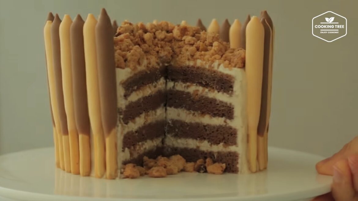 Mocha crumble pepero cake Recipe