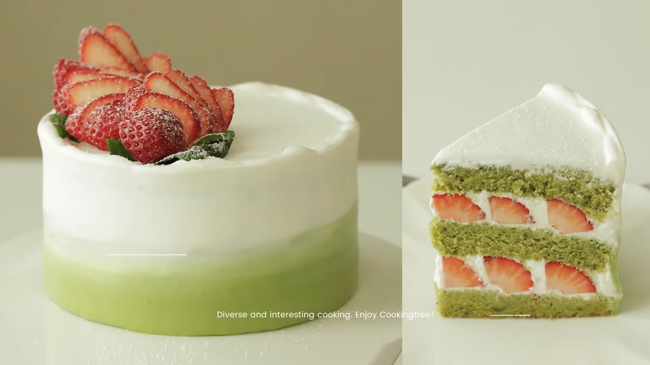 Strawberry Green tea (Matcha) Cake Recipe