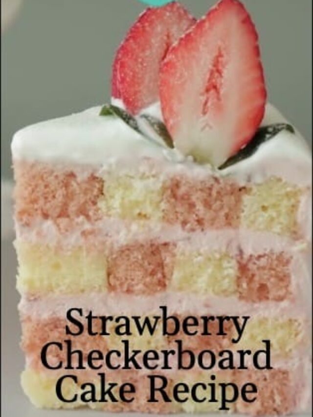 Strawberry Checkerboard Cake Recipe | Cooking Tree