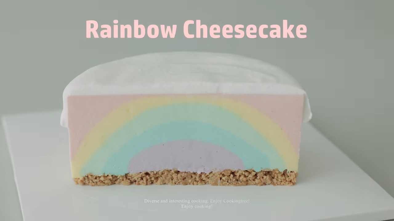 No-Bake Pastel Rainbow Cheesecake Recipe