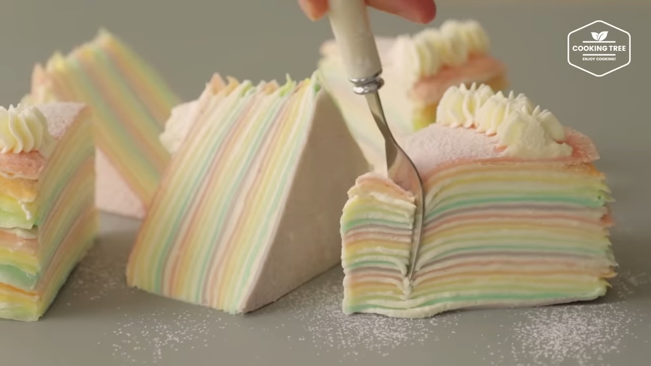 Pastel Rainbow Crepe Cake Recipe