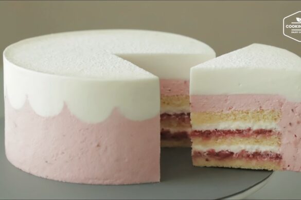 No-Bake Two-Tier Strawberry Cheesecake Recipe | Cooking Tree