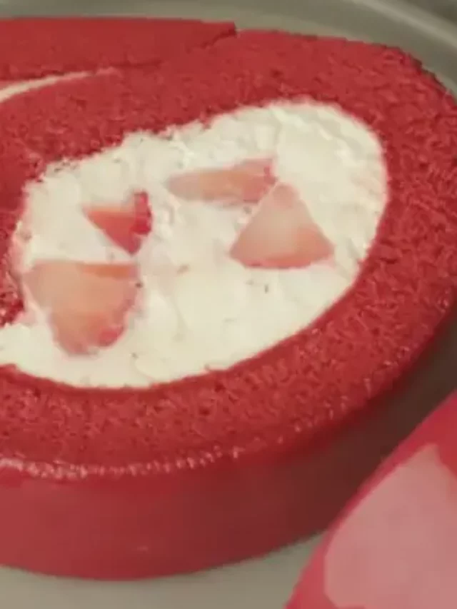 Red Velvet Strawberry Roll Cake Recipe - Cooking Tree